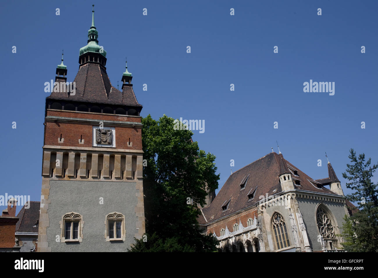 Vajdahunyad Castle with tower Stock Photo - Alamy