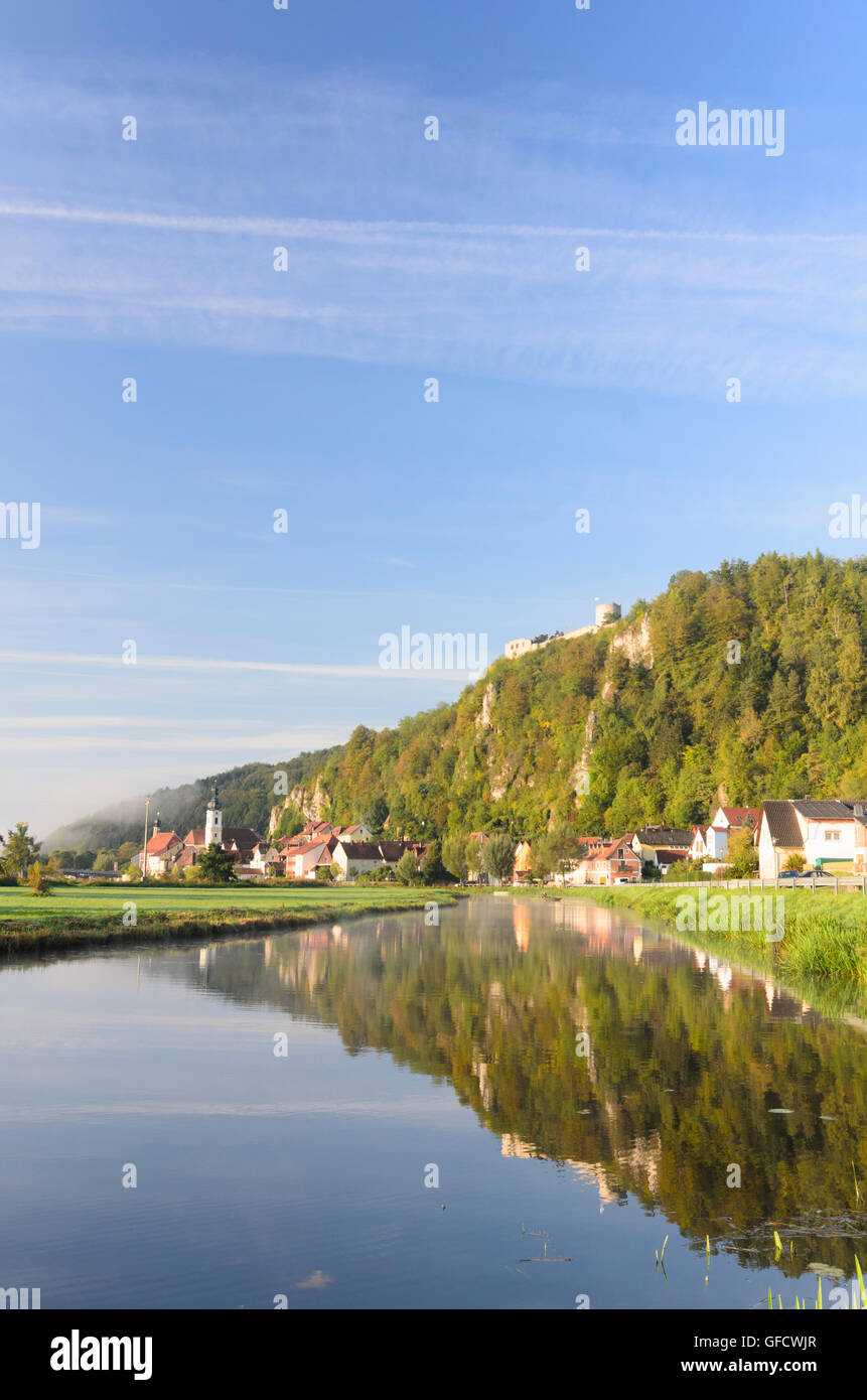 Kallmünz: River Naab , St. Michael church, castle Kallmünz, Germany ...