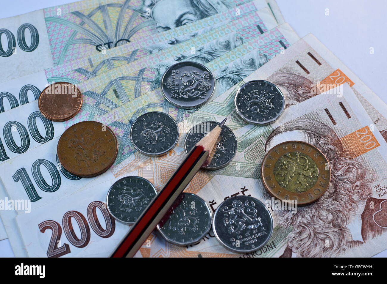 Close up Czech Koruna currency, Czech Republic Stock Photo - Alamy