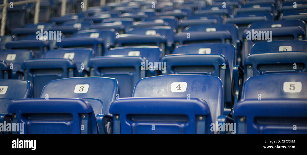 Detail shot of blue chairs in a stadiumcolor image, canon 5DmkII Stock ...