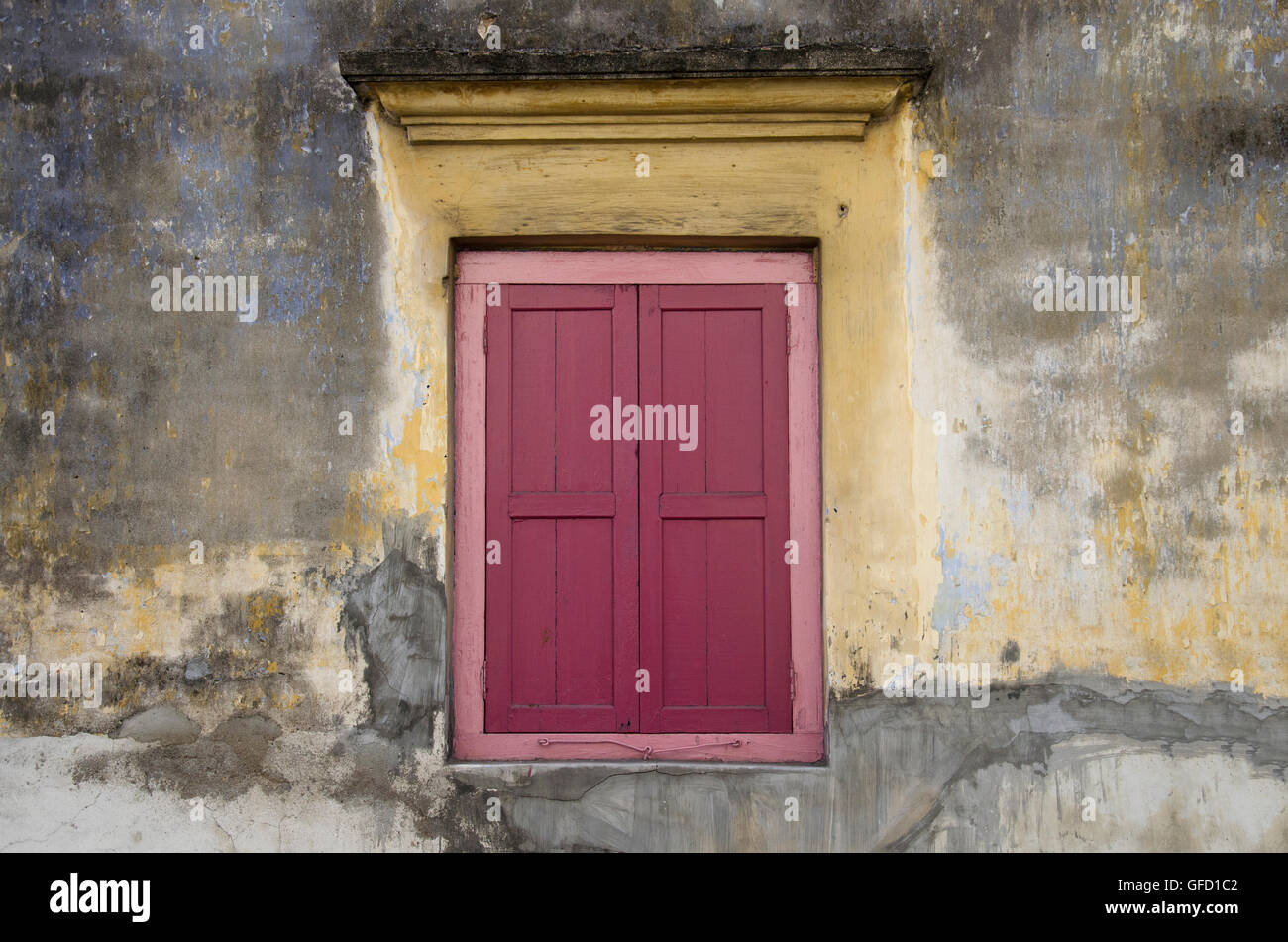 Window of old building at Georgetown city and street art in Penang ...