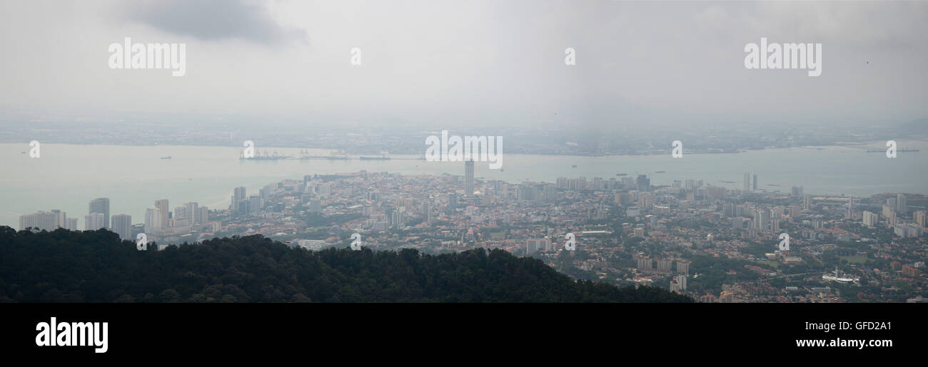 Panorama view landscape of Penang city from viewpoint of Penang Hill ...
