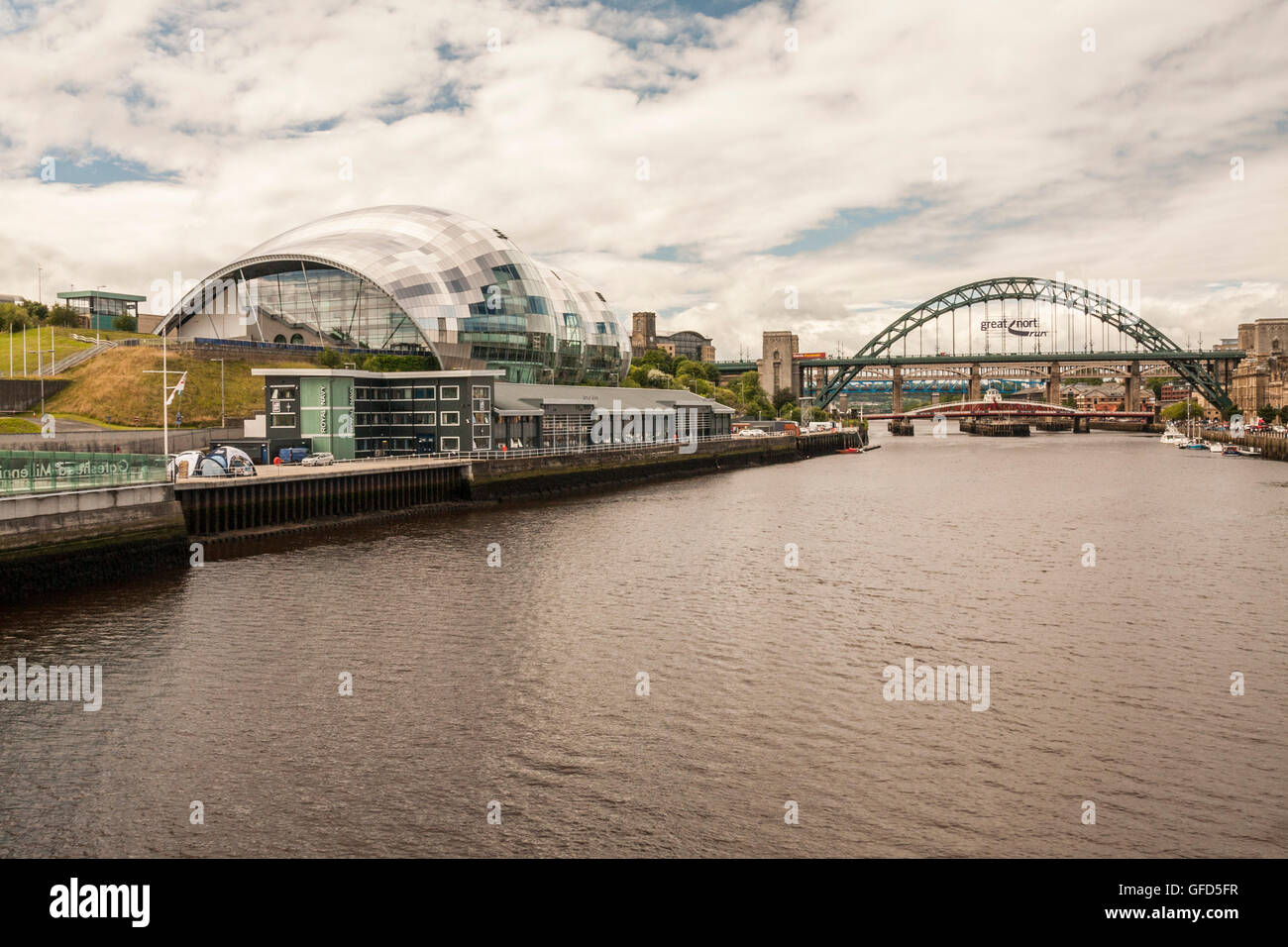 A view of the Quayside at Gateshead and Newcastle featuring the Sage ...