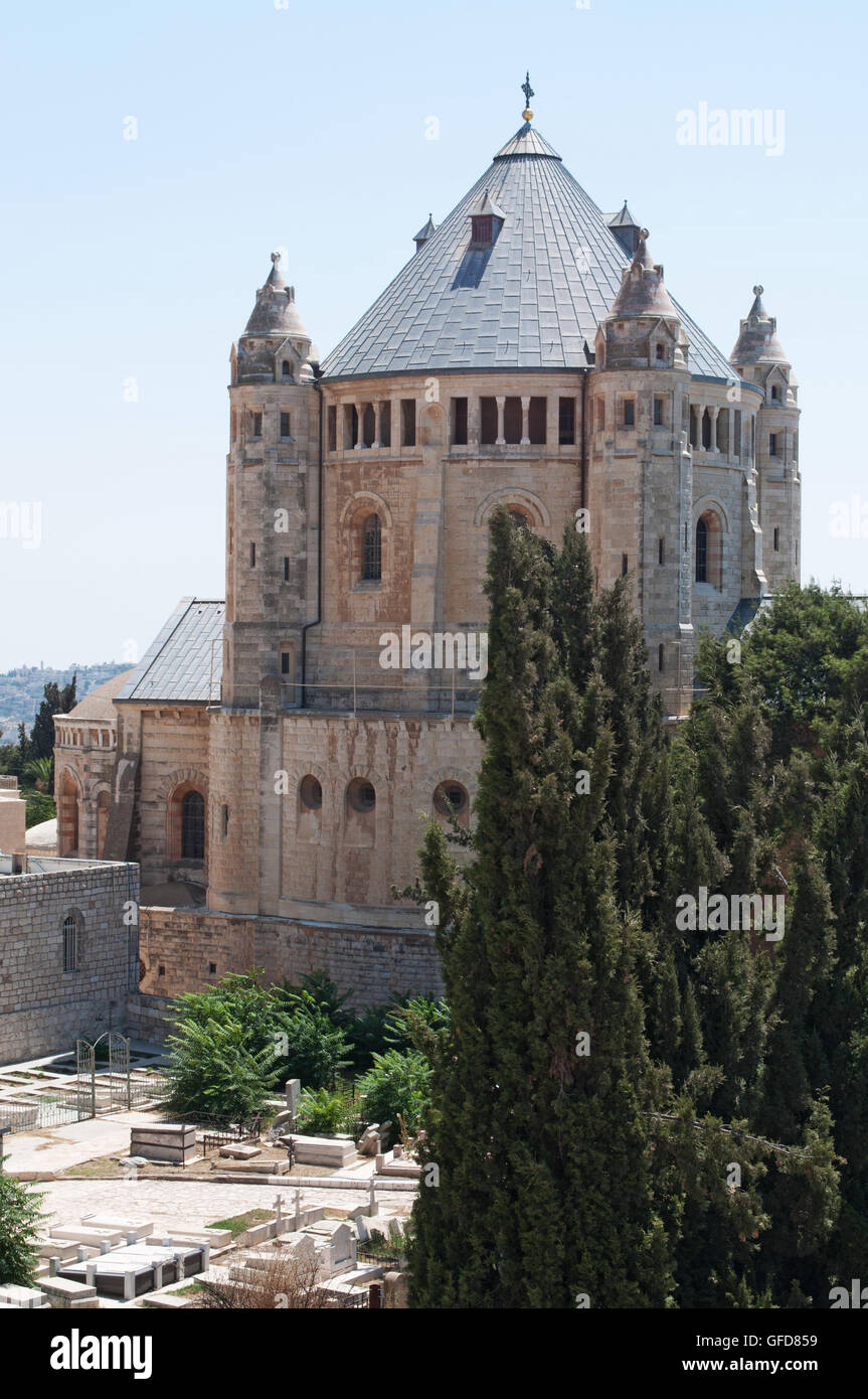 Jerusalem, Mount Zion: view of the Dormition Abbey, the Abbey of Hagia ...