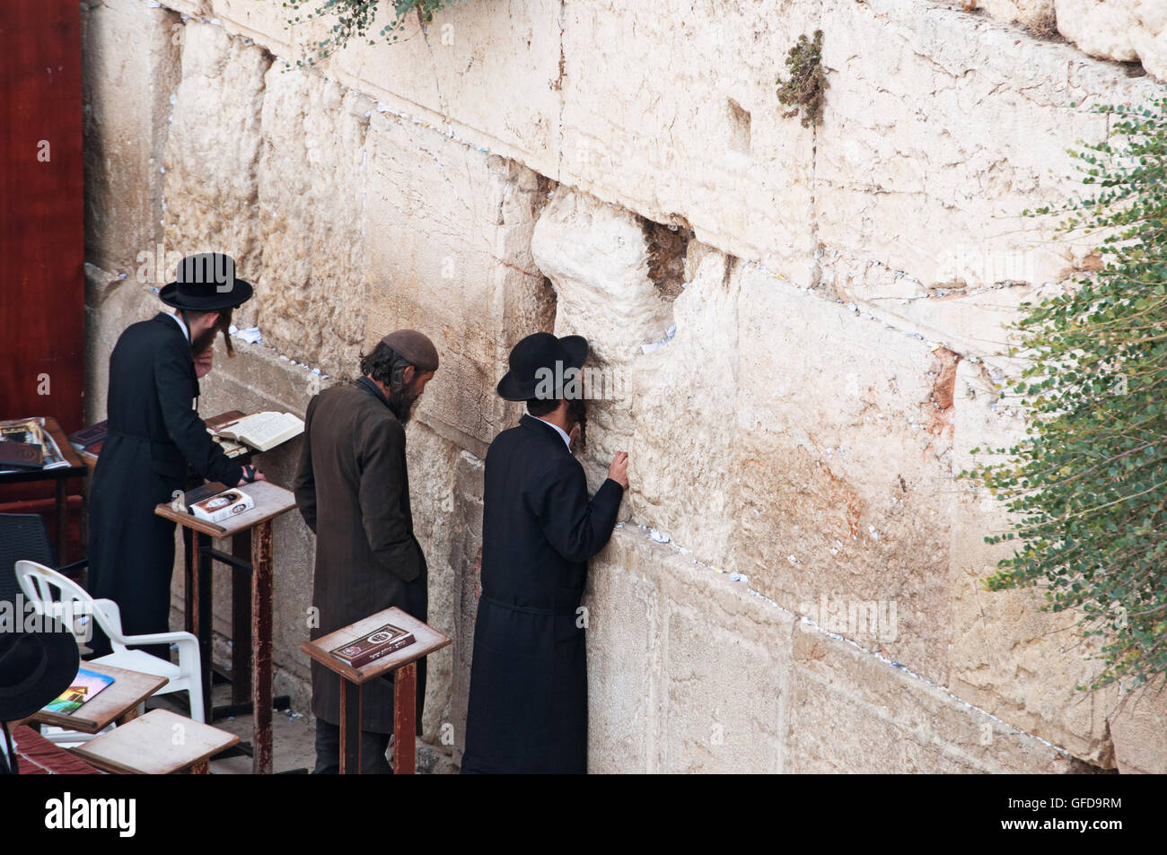 Jerusalem: Jewish men praying at the Western Wall, the Wailing Wall or ...