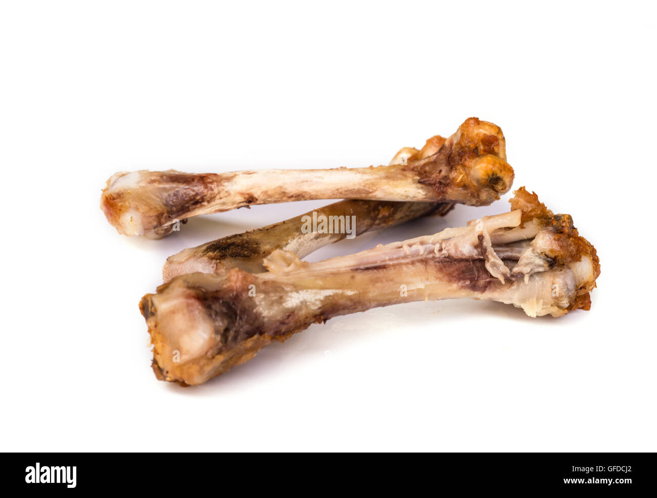 The chicken bone on a white background Stock Photo - Alamy