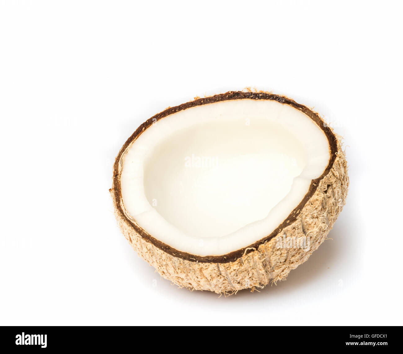 Half of coconut close up on a white background Stock Photo - Alamy