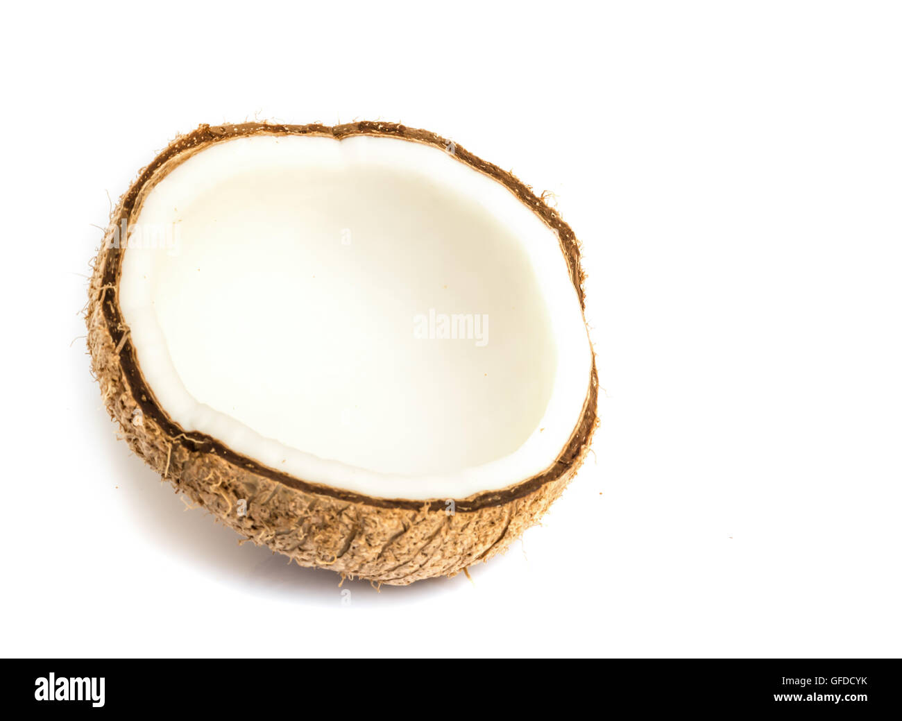 Half of coconut close up on a white background Stock Photo - Alamy