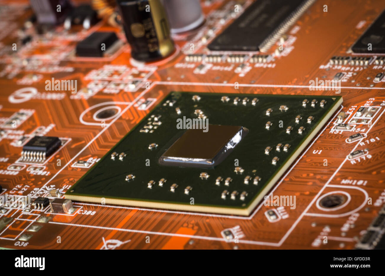 Detail of an electronic circuit on computer graphic card Stock Photo ...