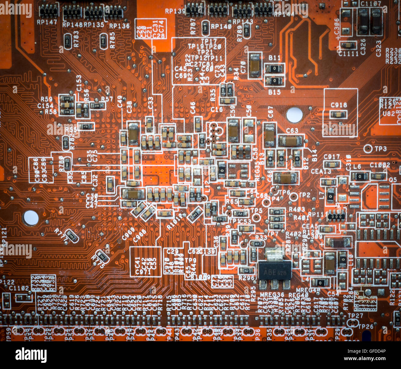Detail of an electronic circuit on computer graphic card Stock Photo ...
