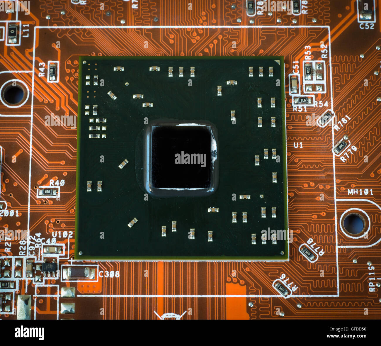 Detail of an electronic circuit on computer graphic card Stock Photo ...