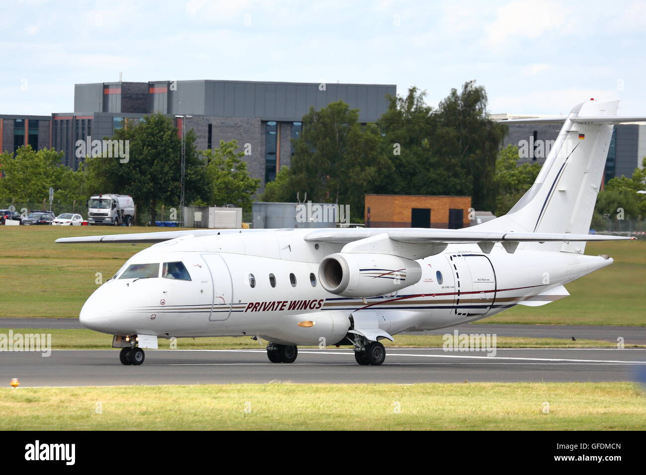 A Dornier Do.328JET D-BIRD at the Farnborough International Airshow ...