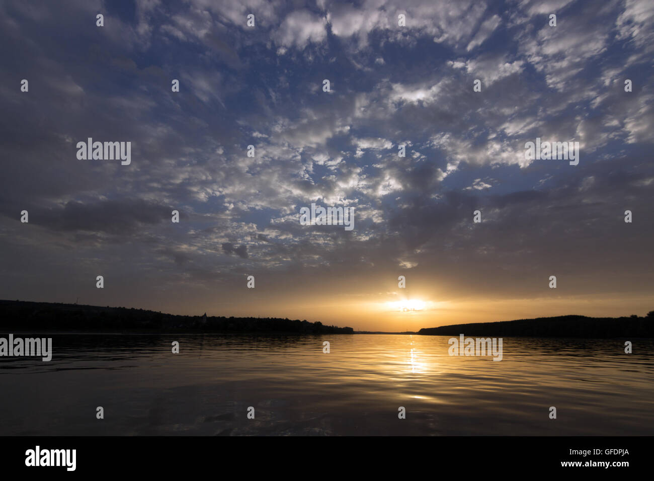 River Sunset. Travel to Sunset. Beautiful sunset at the river amazing ...