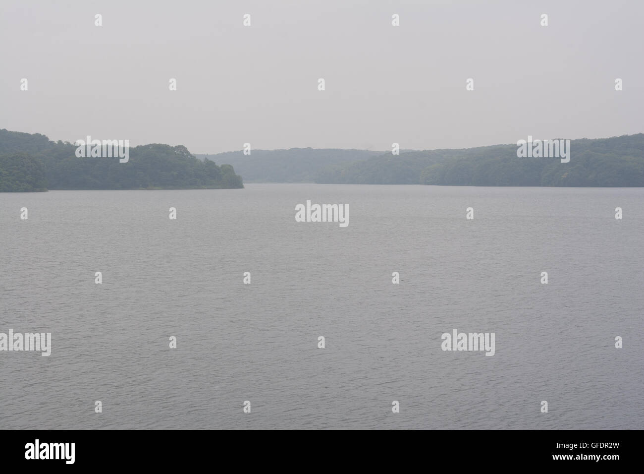 A misty somber lake landscape Stock Photo - Alamy