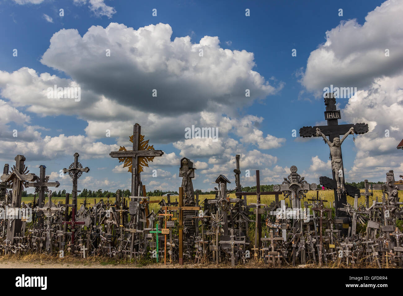 Lined up crosses at the hill of crosses near Siauliai, Lithuania Stock ...