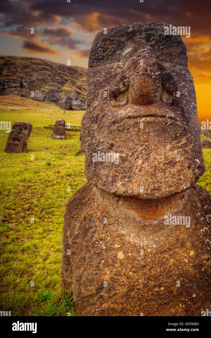 Moais at Ahu Tongariki (Easter island, Chile Stock Photo - Alamy