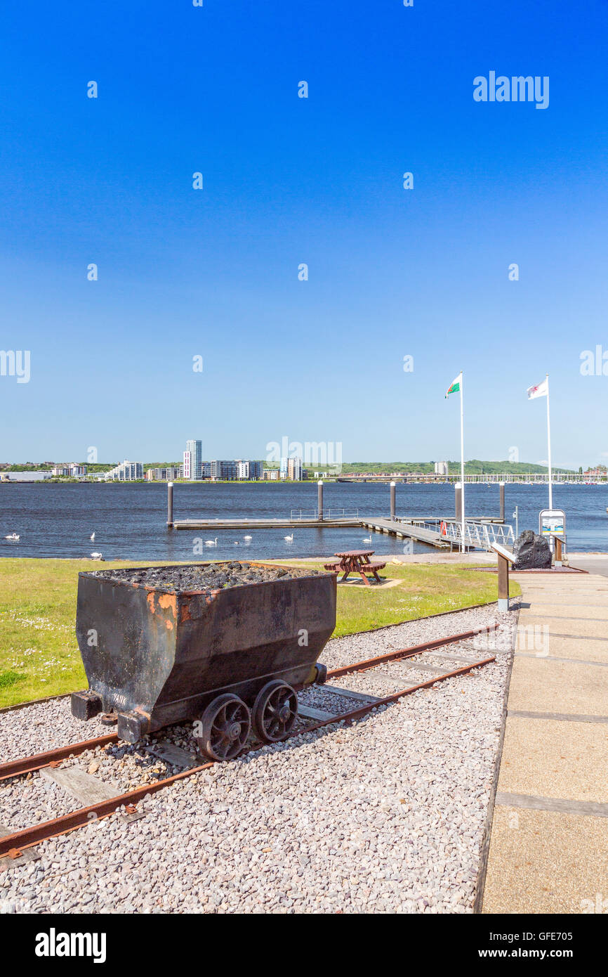 A Welsh Coal Mining heritage display in Cardiff Bay, South Glamorgan ...