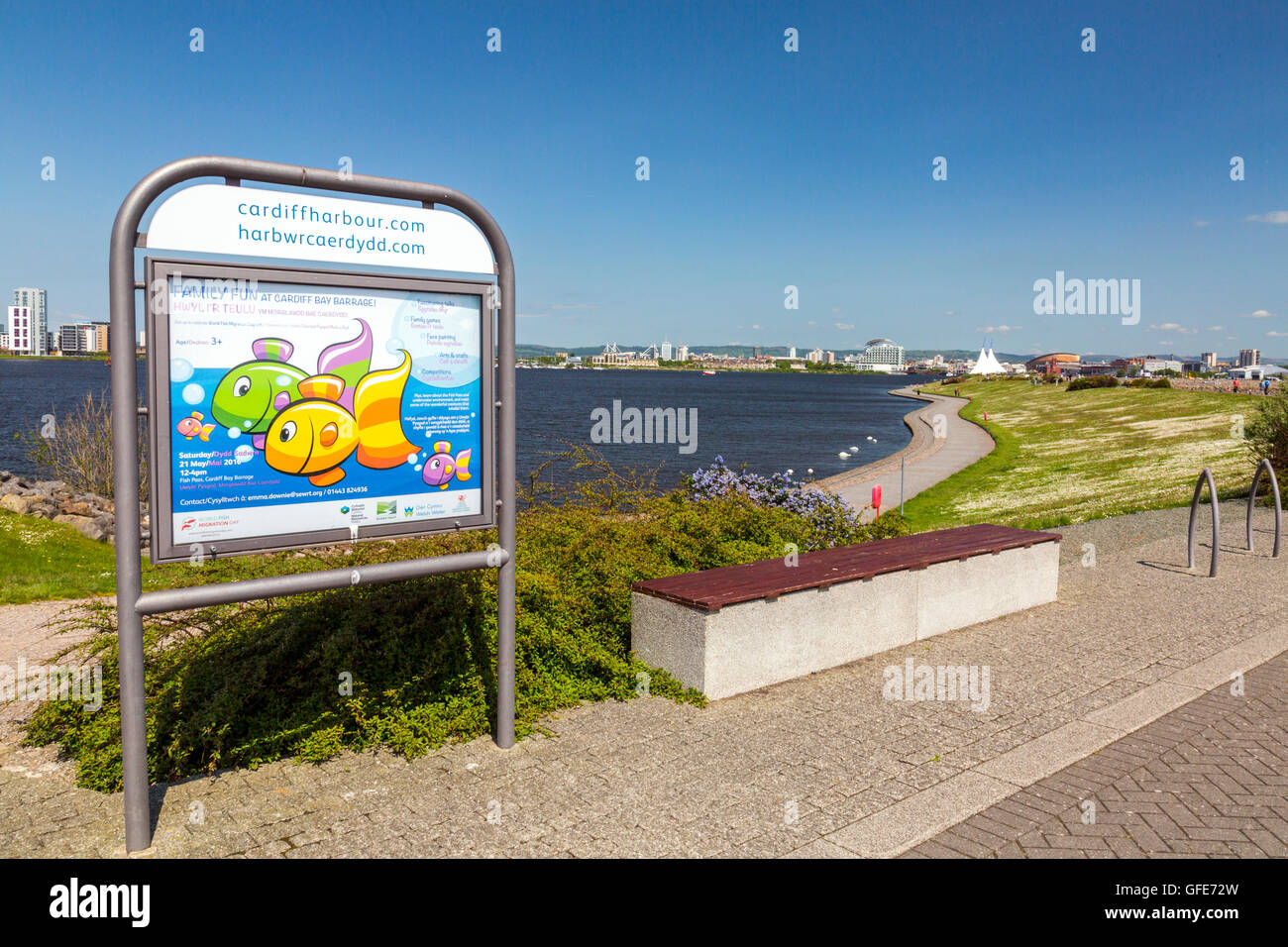 The redeveloped waterfront of the Cardiff Bay area viewed from the ...