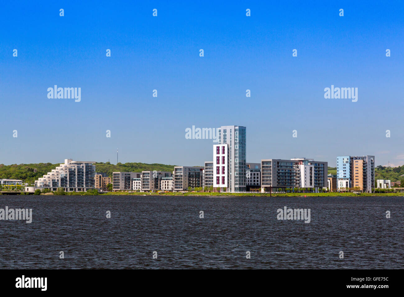 Modern housing design on the waterfront of the Cardiff Bay area of ...