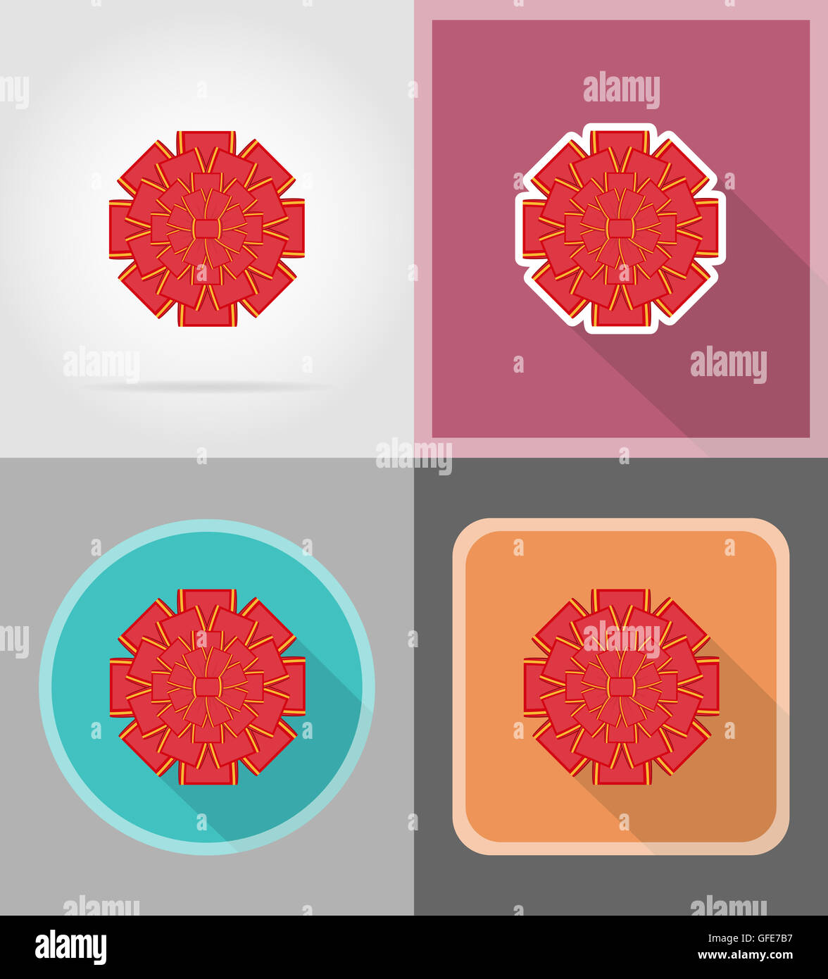 red bow for gift flat icons illustration isolated on background Stock ...