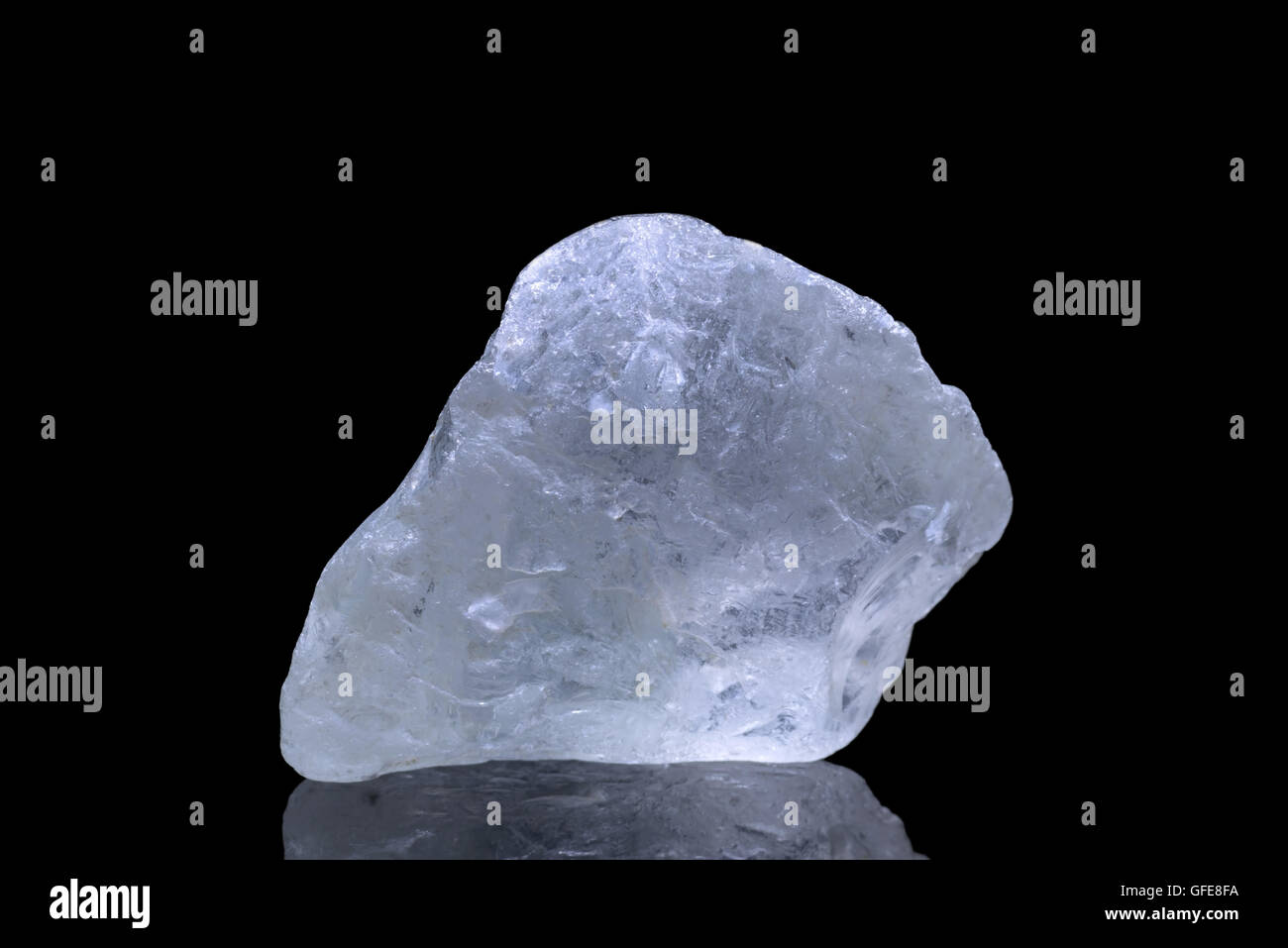 Sample of a beautiful natural raw blue Topaz specimen over black ...