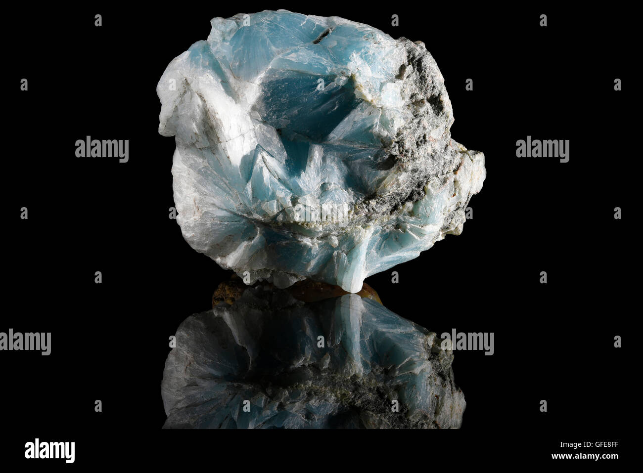 Sample of a beautiful natural raw Larimar specimen over black ...