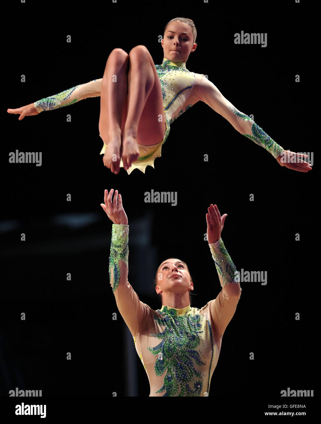 Lucy Glendenning and Simona Marinov from Kilmarnock Acro Group compete ...