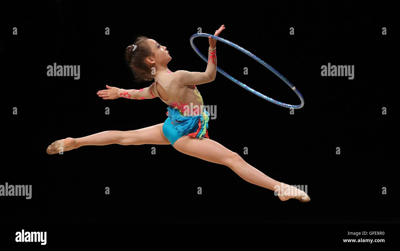 Elizabeth Popova from Llanelli Rhythmic Academy competes during day ...