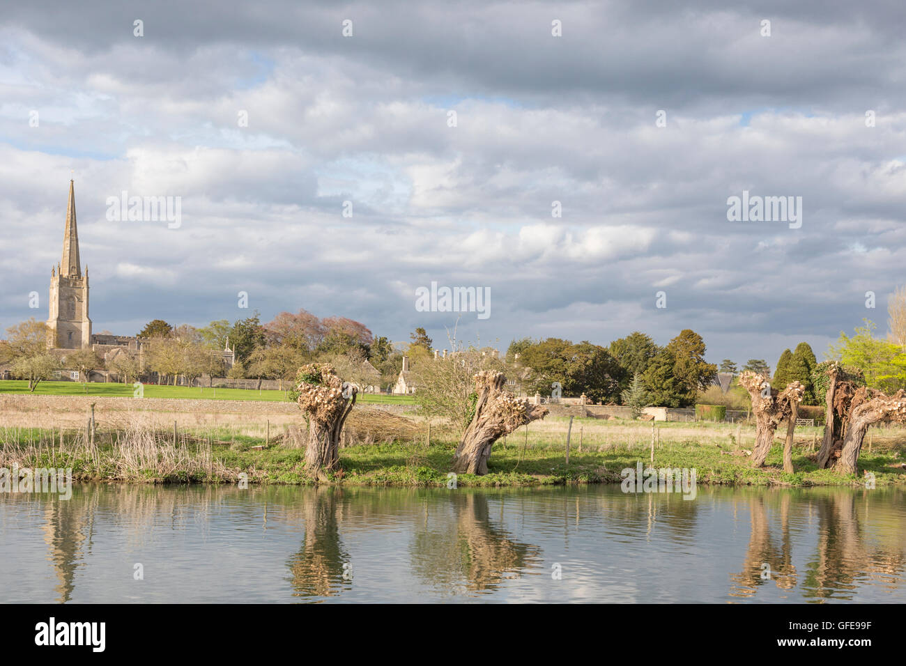 Lechlade on Thames and St Lawrence Church from the River Thames ...