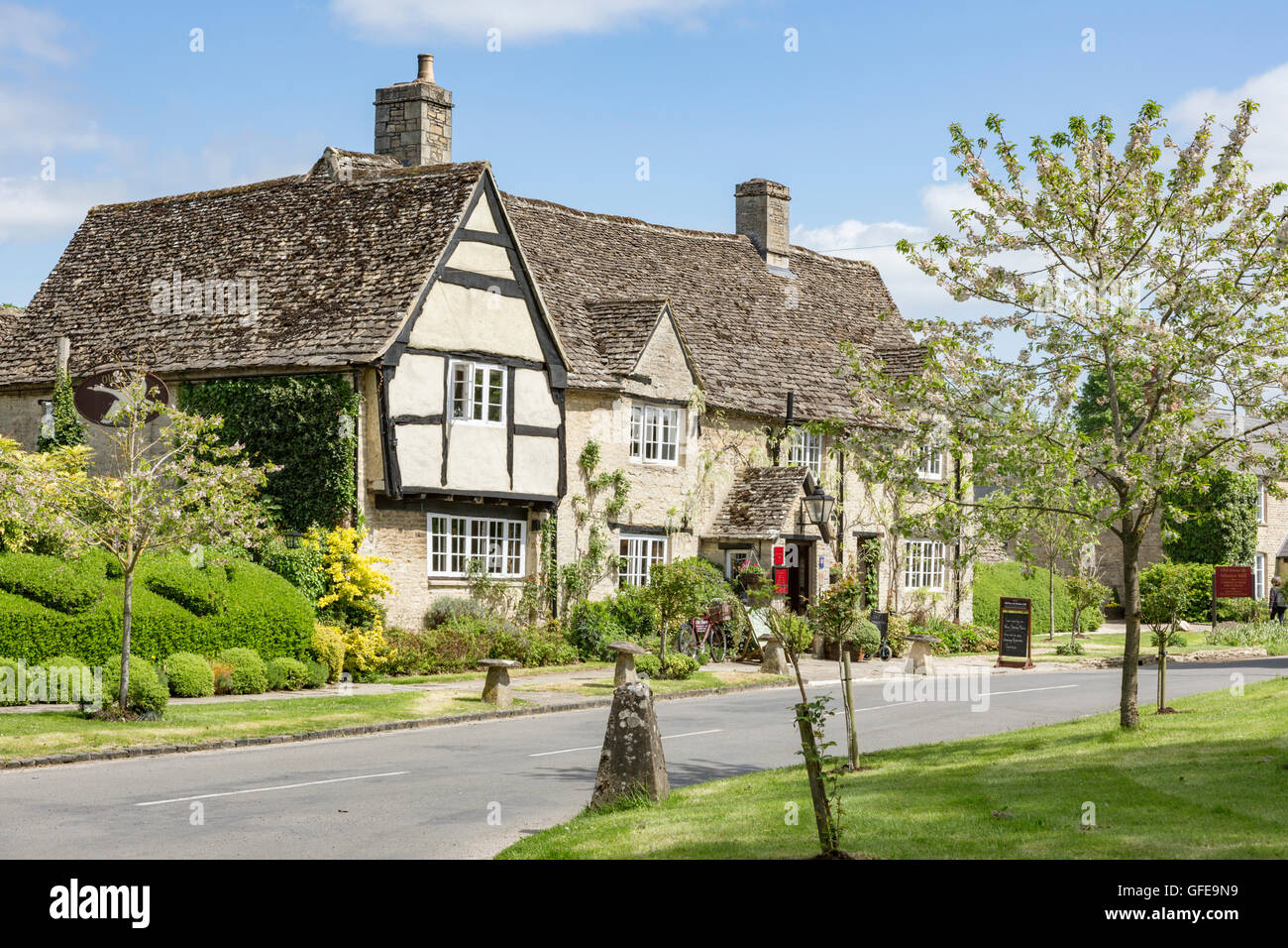 The Old Swan Inn in the Cotswold village of Minster Lovell, Oxfordshire ...