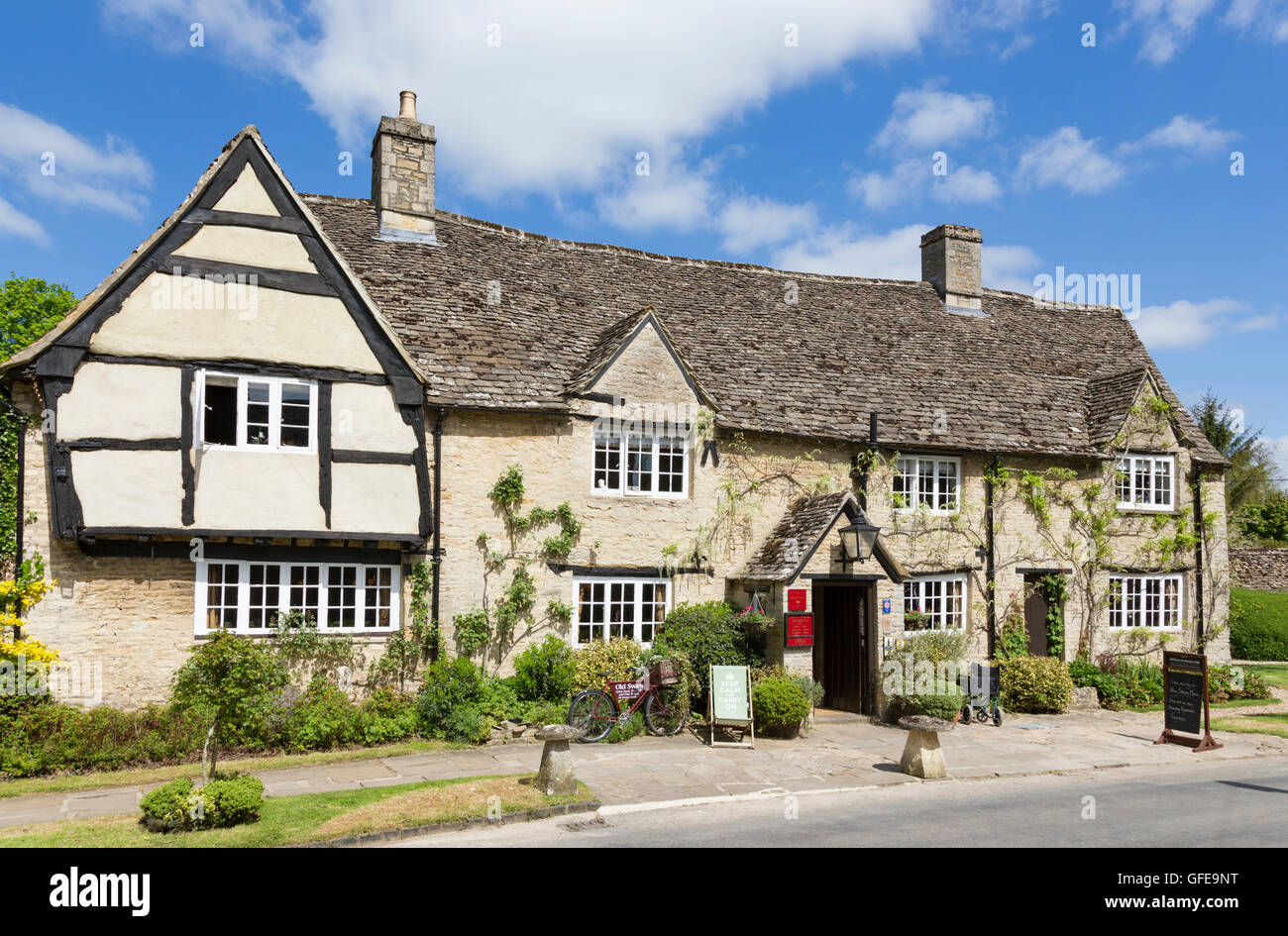 The Old Swan Inn in the Cotswold village of Minster Lovell, Oxfordshire ...