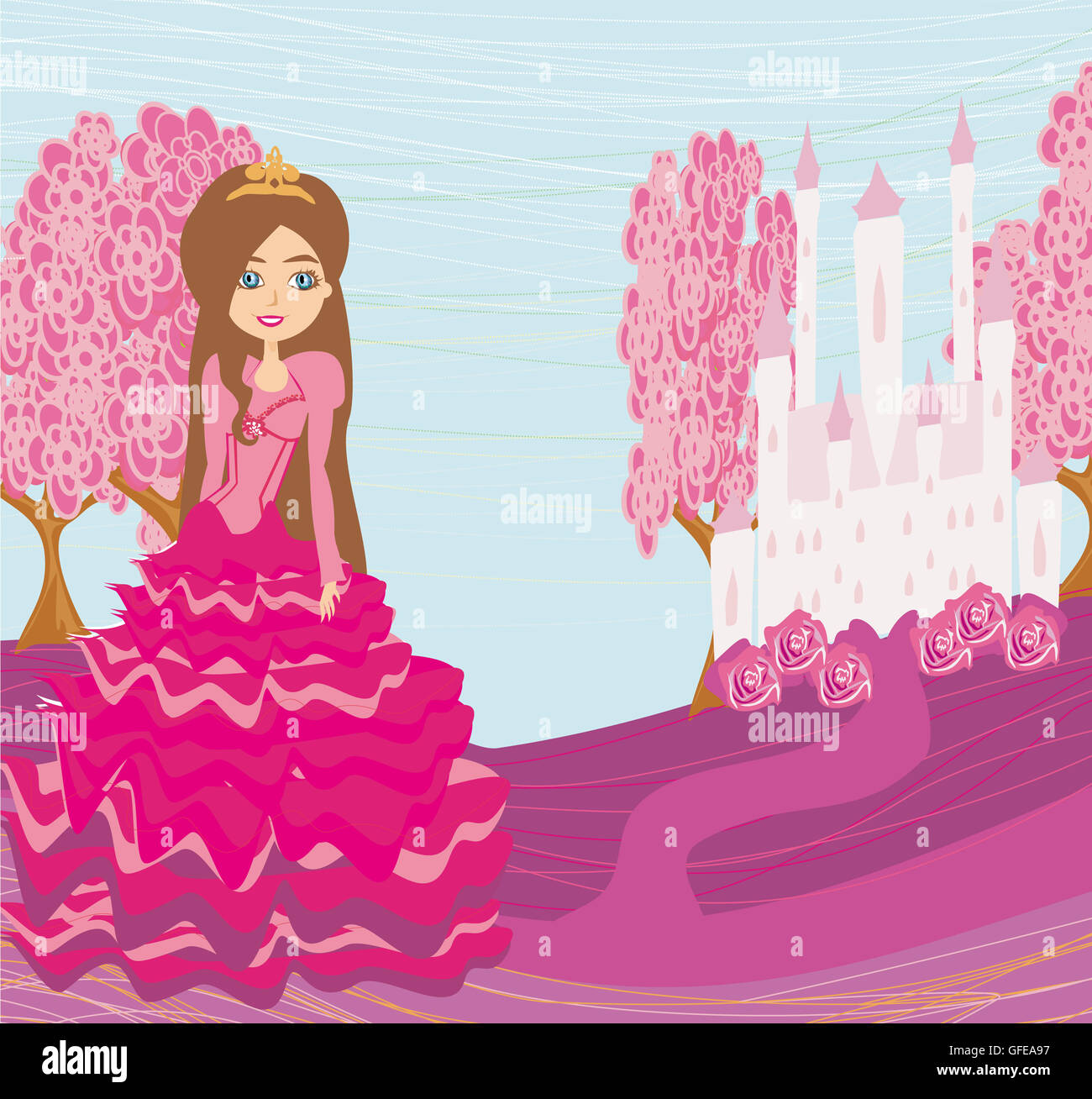 Beautiful little princess in front of her castle Stock Photo - Alamy