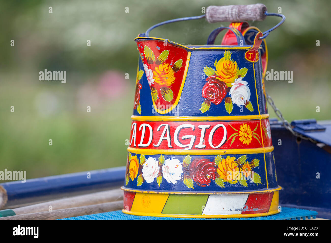Buckby Can on a narrowboat, England, UK Stock Photo - Alamy