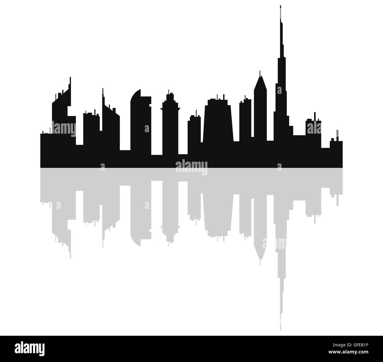 Dubai city skyline illustration Black and White Stock Photos & Images ...
