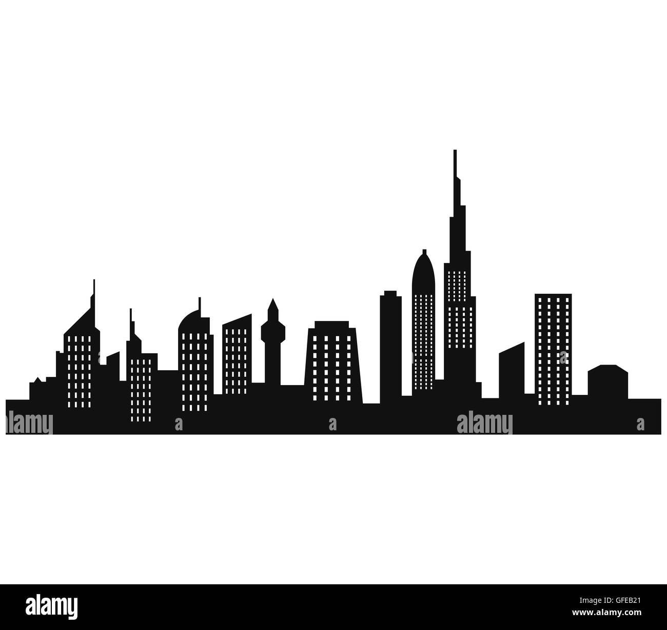 Dubai city skyline silhouette background Black and White Stock Photos ...
