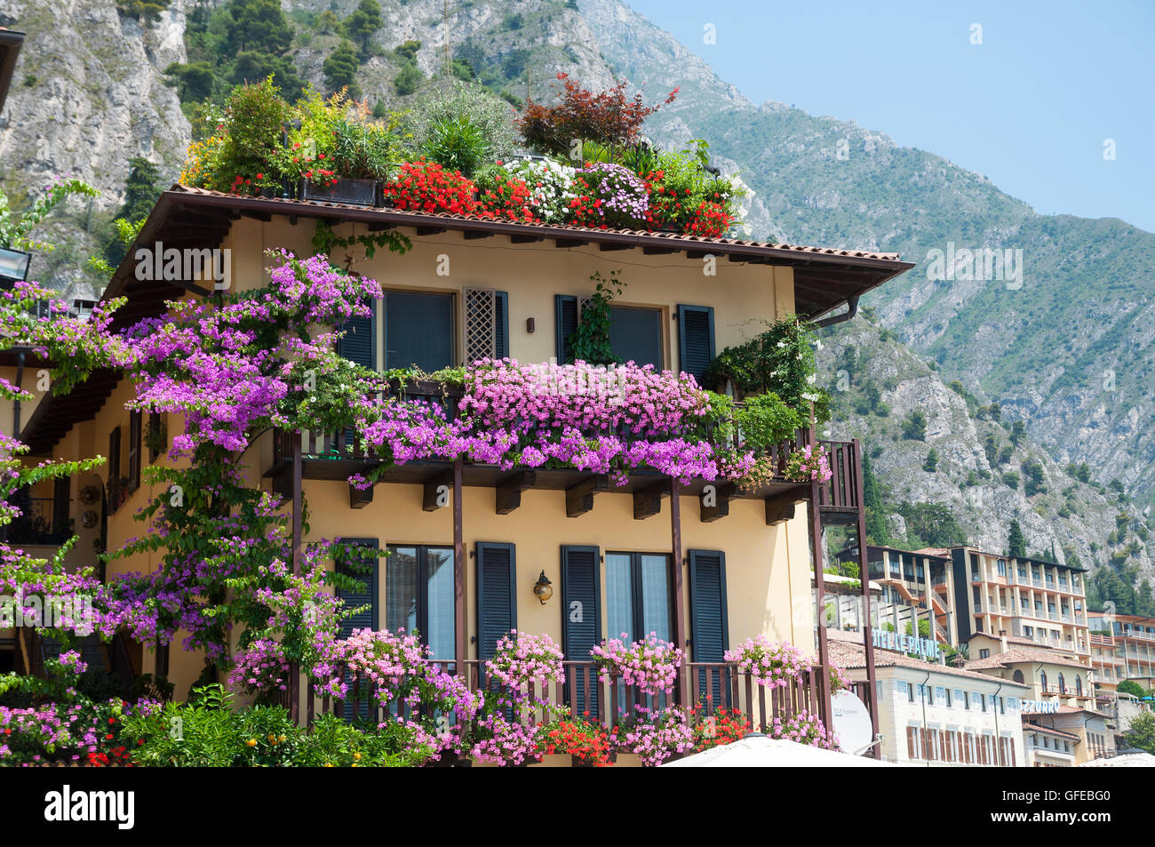 Cityscape of Limone Village, Italy Stock Photo - Alamy