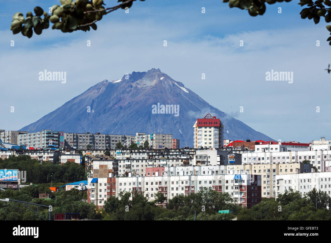 Summer cityscape: view of Petropavlovsk-Kamchatsky City and beautiful ...