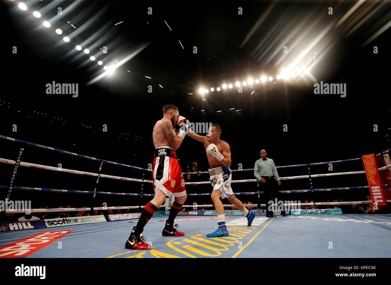 Josh Warrington (right) and Patrick Hyland during the WBC International ...