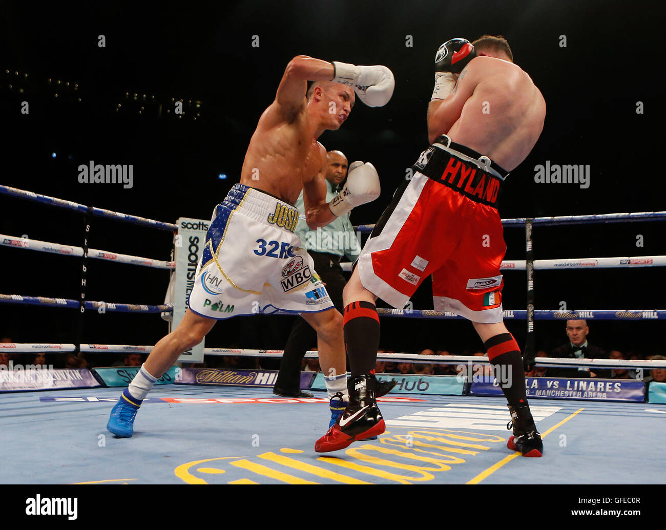 Josh Warrington (left) and Patrick Hyland during the WBC International ...