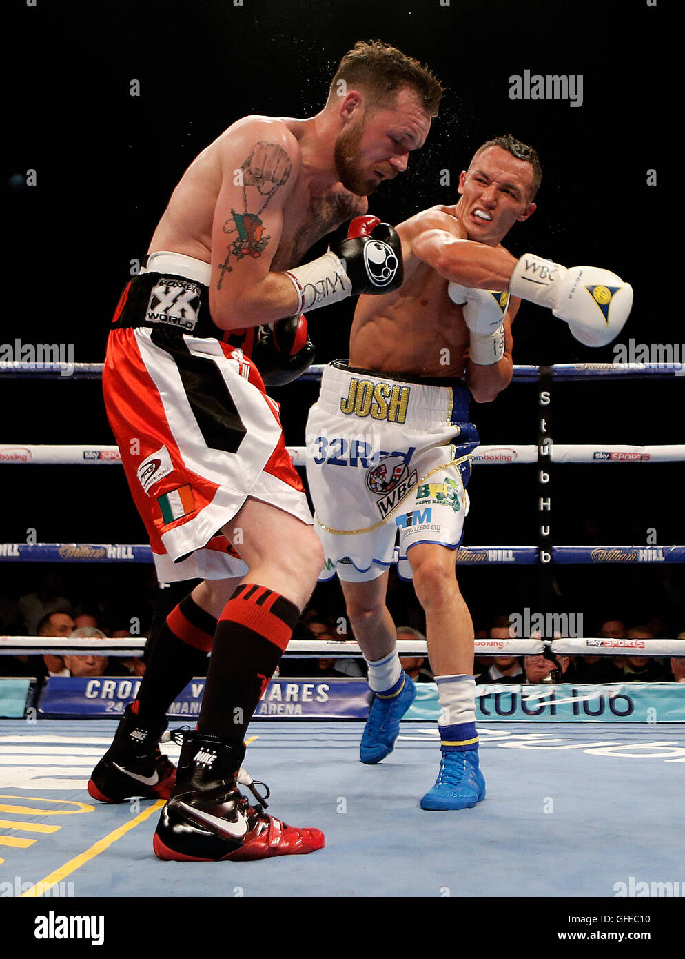 Josh Warrington (right) and Patrick Hyland during the WBC International ...