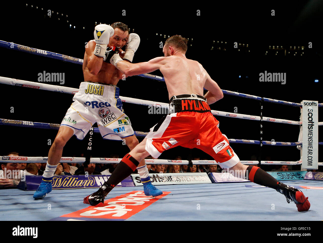 Josh Warrington (left) and Patrick Hyland during the WBC International ...