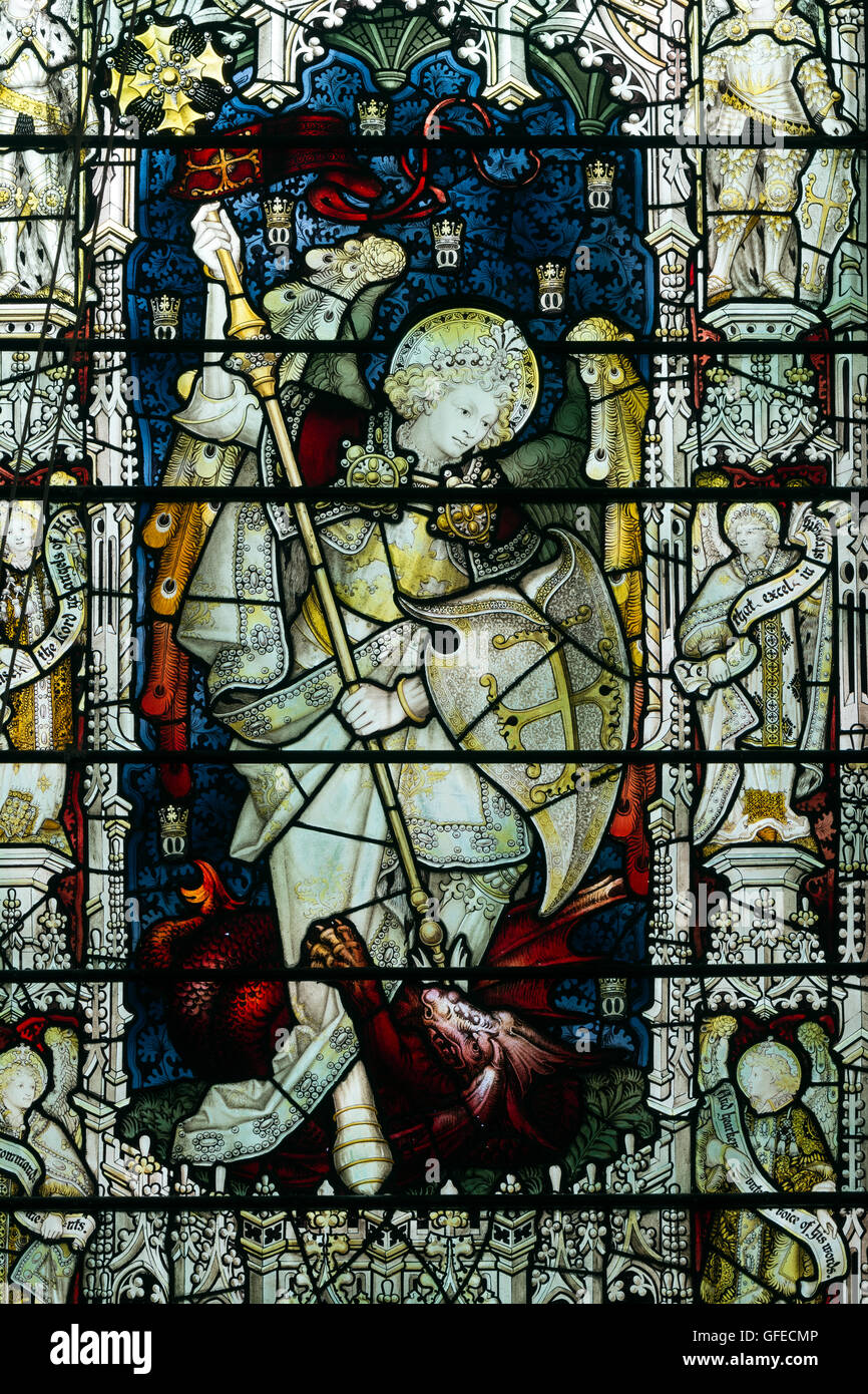 Saint michael devil stained glass hi-res stock photography and images ...