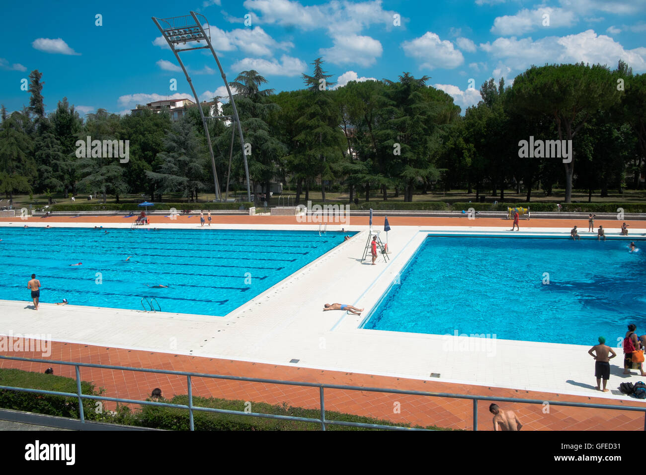 Piscina Costoli, Florence , Italy. Overview of the main swimming pool ...