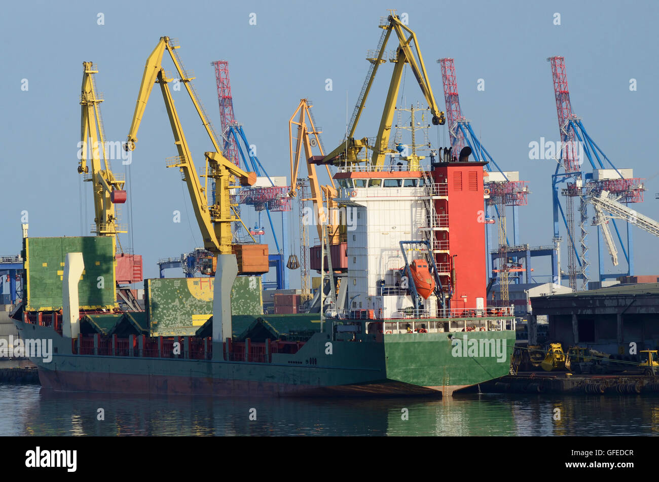 Container ship loading goods at Odessa cargo port - largest Ukrainian ...