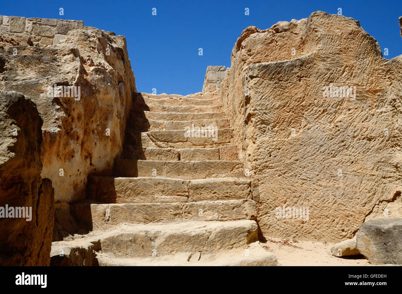 Stairs leading to catacombs of tombs of the Kings, famous ancient ...