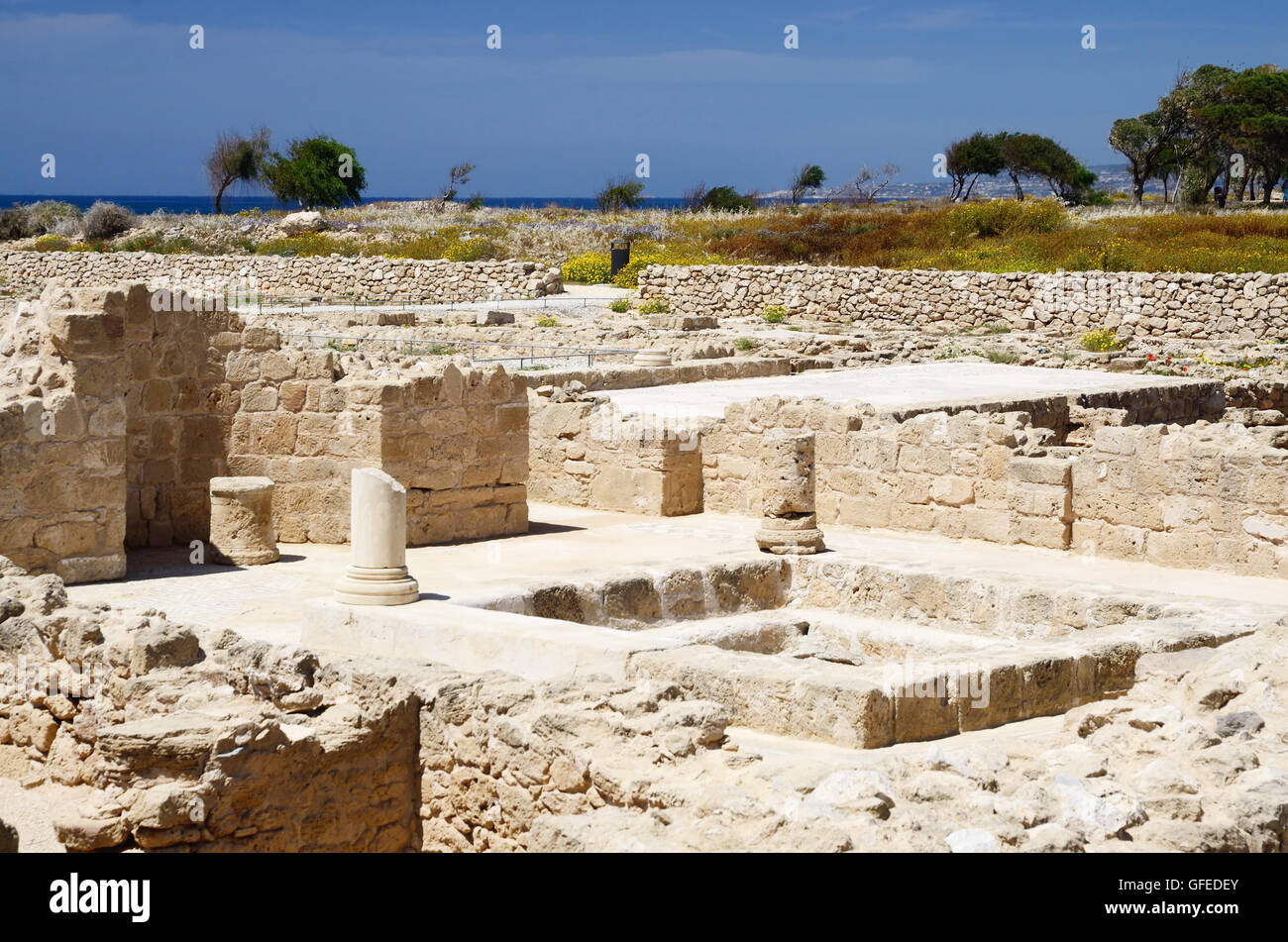 Temple ruins in archaeological park Tombs of the Kings, Paphos,Cyprus ...