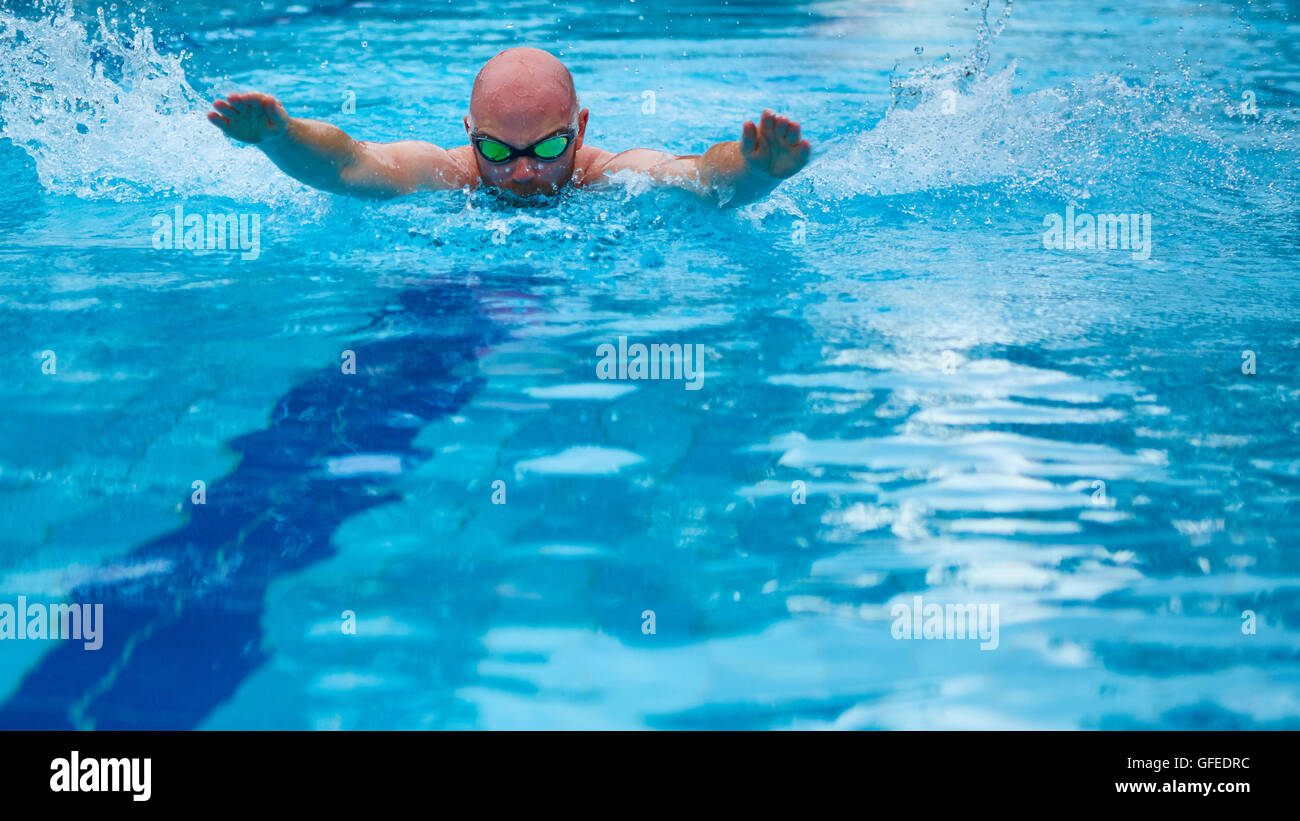 Athletic swimmer training in a swimming pool Stock Photo - Alamy