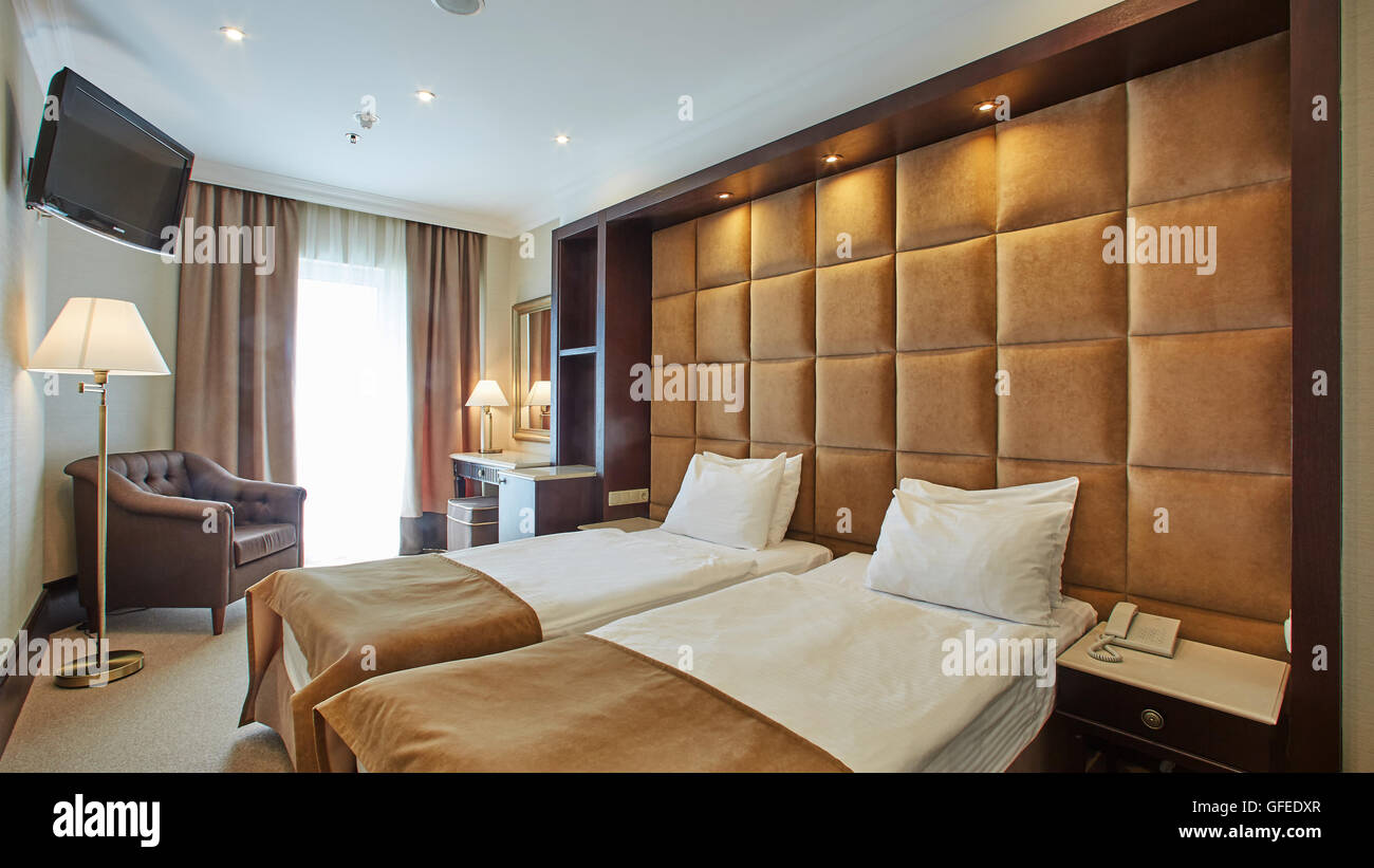 interior of double bed room Stock Photo - Alamy