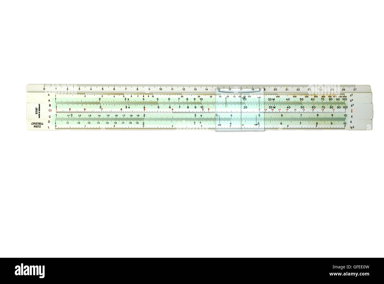 slide rule on white background Stock Photo - Alamy