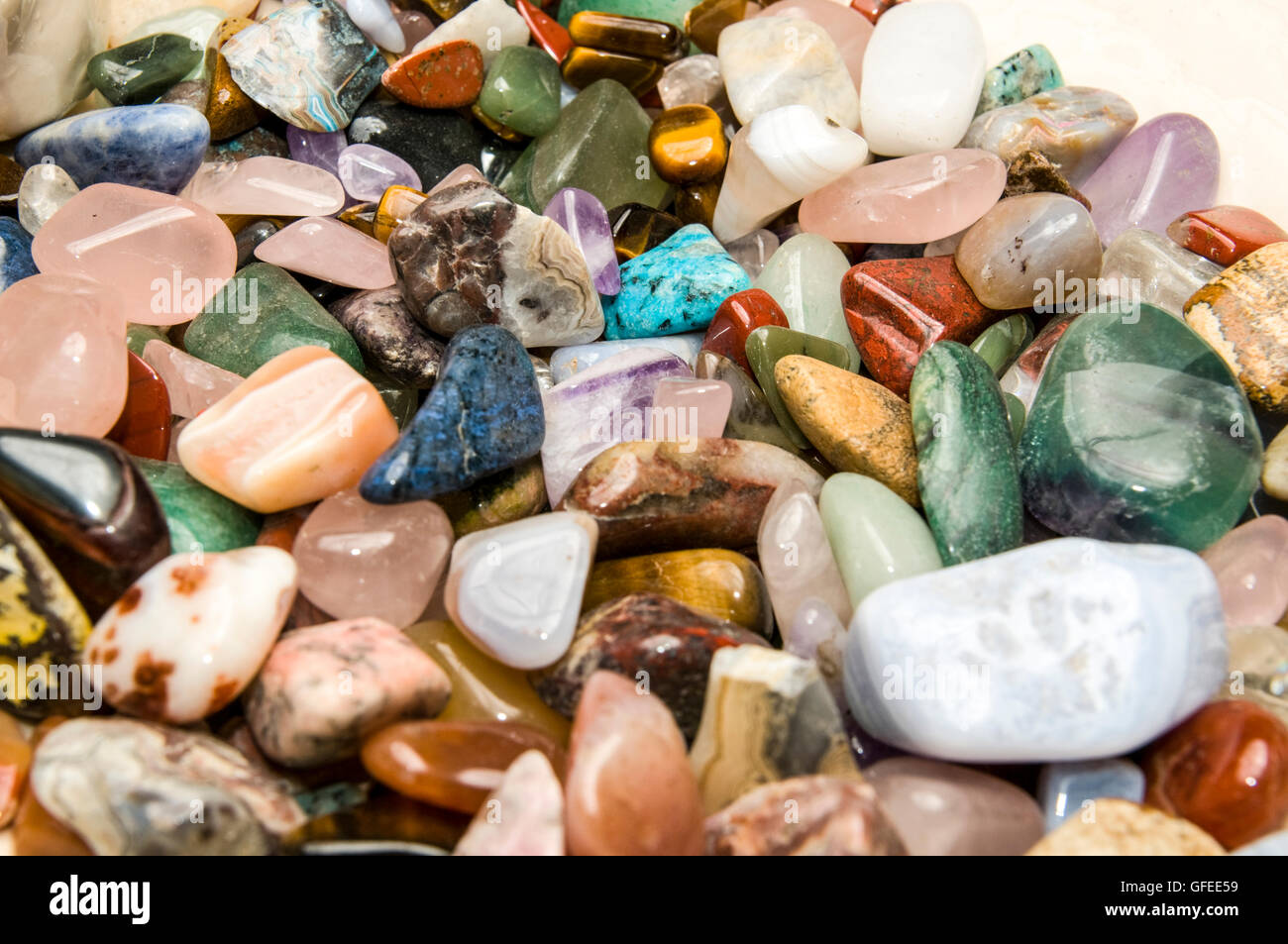 A collection of different Semiprecious Gemstones Stock Photo - Alamy